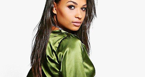 Boohoo Grace Satin Wrap Top & Wide Leg Trouser Co-Ord - Satiny.org